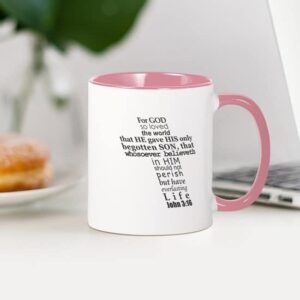 CafePress John 3:16 KJV Dark Gray Print Mug Ceramic Coffee Mug, Tea Cup 11 oz