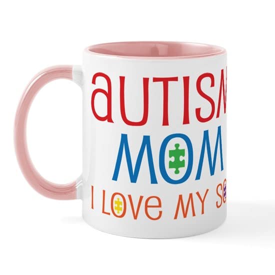 CafePress Autism Mom Loves Son Mug Ceramic Coffee Mug, Tea Cup 11 oz