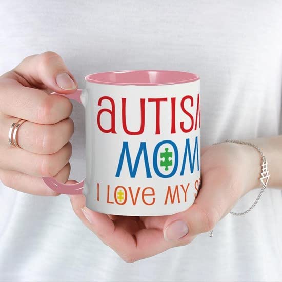 CafePress Autism Mom Loves Son Mug Ceramic Coffee Mug, Tea Cup 11 oz