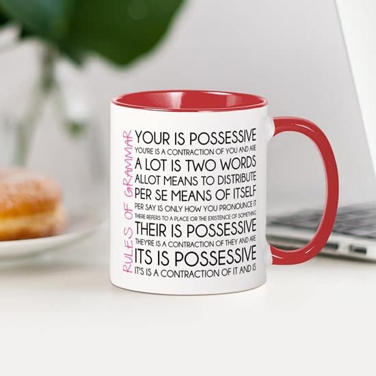 CafePress Rules Of Grammar Mug Ceramic Coffee Mug, Tea Cup 11 oz