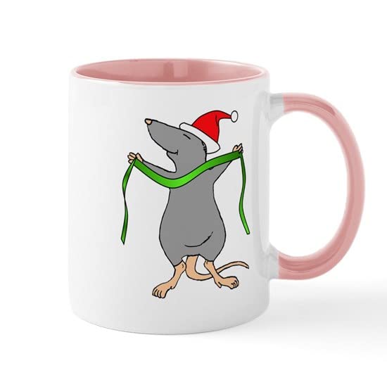 CafePress Christmas Rat Hug Mug Ceramic Coffee Mug, Tea Cup 11 oz