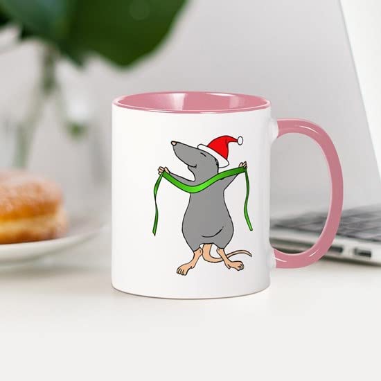 CafePress Christmas Rat Hug Mug Ceramic Coffee Mug, Tea Cup 11 oz