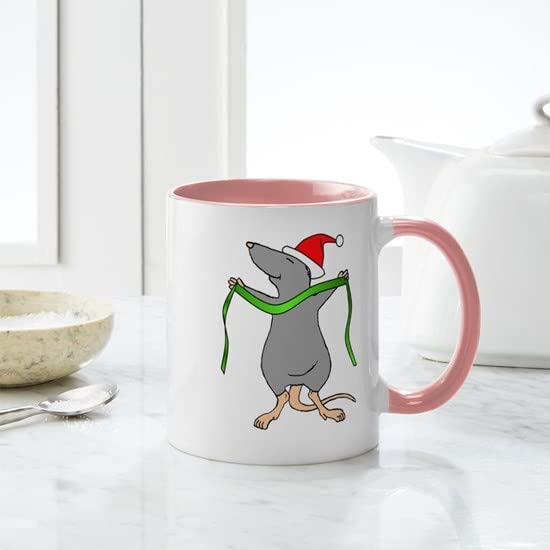 CafePress Christmas Rat Hug Mug Ceramic Coffee Mug, Tea Cup 11 oz