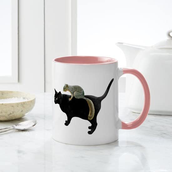 CafePress Squirrel On Cat Mug Ceramic Coffee Mug, Tea Cup 11 oz