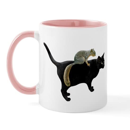 CafePress Squirrel On Cat Mug Ceramic Coffee Mug, Tea Cup 11 oz