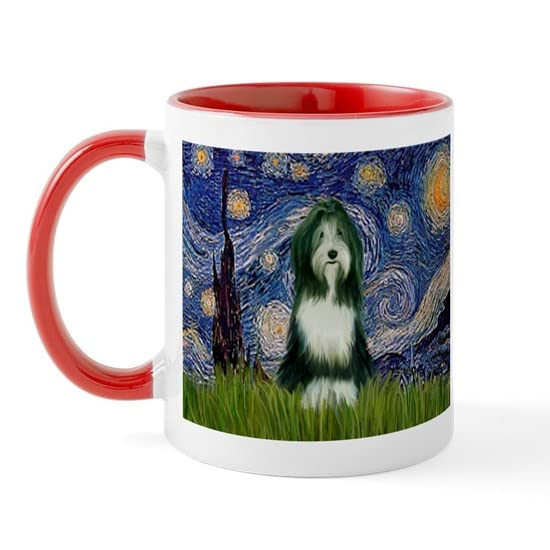 CafePress Starry Night/Bearded Collie Mug Ceramic Coffee Mug, Tea Cup 11 oz