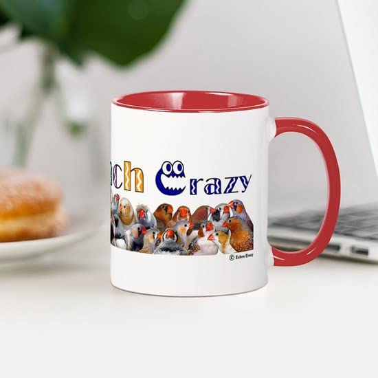 CafePress Zebra Finch Crazy Sticker Mugs Ceramic Coffee Mug, Tea Cup 11 oz