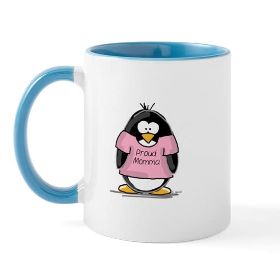 CafePress Proud Momma Penguin Mug Ceramic Coffee Mug, Tea Cup 11 oz