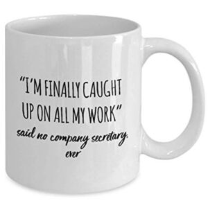 Funny Company Secretary Mug I'm Finally Caught Up On All My Work Said No Company Secretary Ever Gag Mugs Idea Coffee Mug Tea Cup