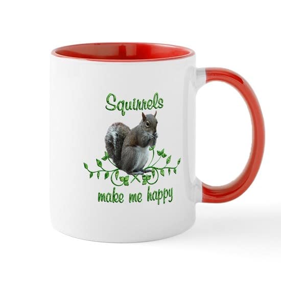 CafePress Squirrels Make Me Happy Mug Ceramic Coffee Mug, Tea Cup 11 oz