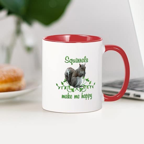 CafePress Squirrels Make Me Happy Mug Ceramic Coffee Mug, Tea Cup 11 oz