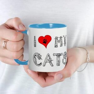 CafePress I Love My Cats/Heart Mug Ceramic Coffee Mug, Tea Cup 11 oz