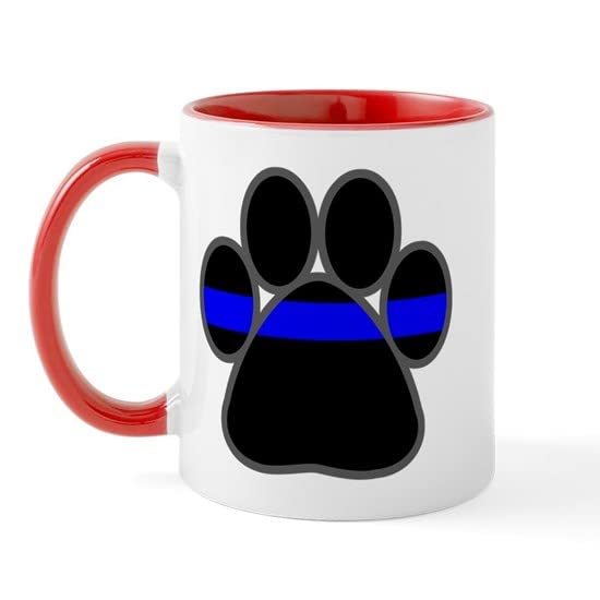 CafePress Blue Line K9 Paw Mug Ceramic Coffee Mug, Tea Cup 11 oz