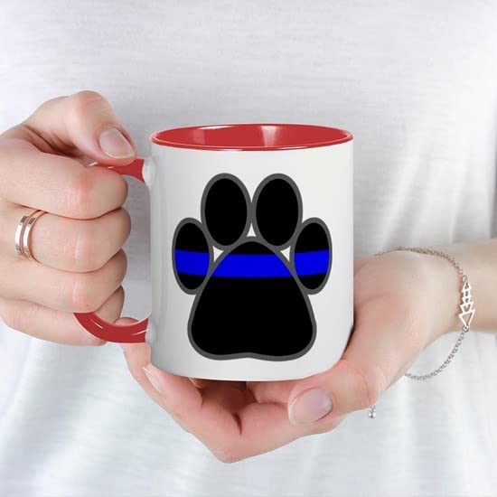 CafePress Blue Line K9 Paw Mug Ceramic Coffee Mug, Tea Cup 11 oz