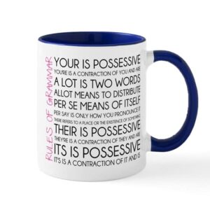 cafepress rules of grammar mug ceramic coffee mug, tea cup 11 oz