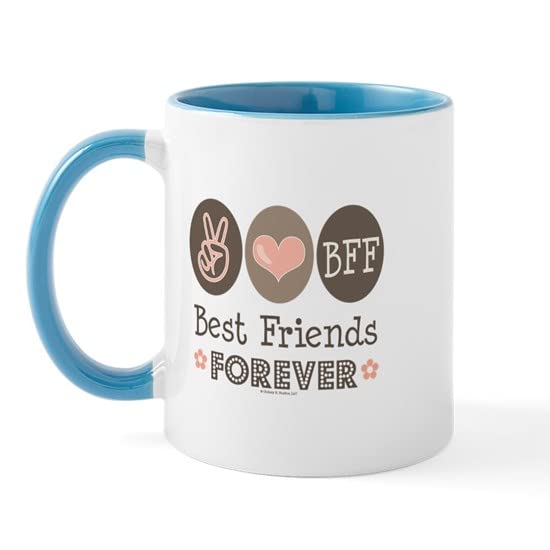 CafePress Peace Love BFF Friendship Mug Ceramic Coffee Mug, Tea Cup 11 oz