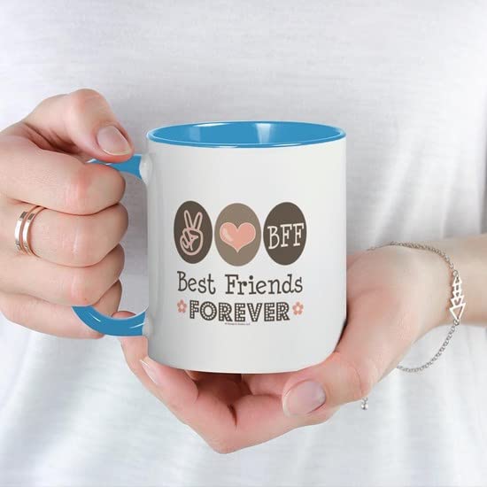 CafePress Peace Love BFF Friendship Mug Ceramic Coffee Mug, Tea Cup 11 oz