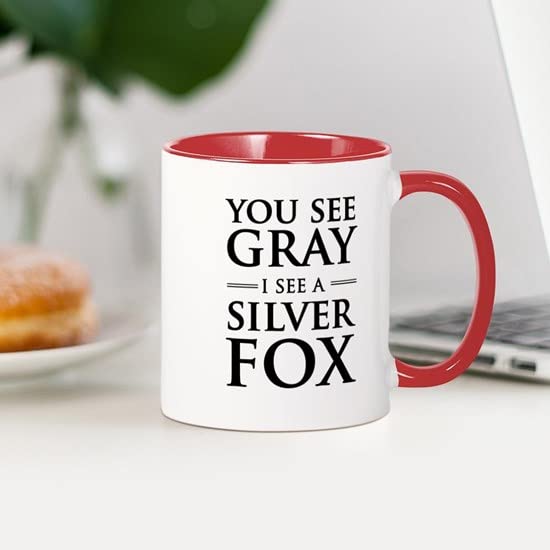 CafePress You See Gray, I See A Silver Fox Mugs Ceramic Coffee Mug, Tea Cup 11 oz