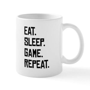 cafepress eat sleep game repeat mugs ceramic coffee mug, tea cup 11 oz