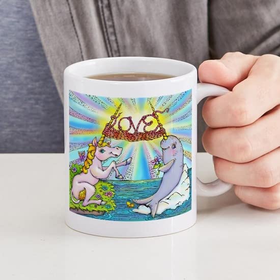 CafePress Narwhal And Unicorn Knitting Love Together Mugs Ceramic Coffee Mug, Tea Cup 11 oz