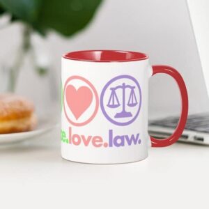 CafePress Peace Love Law Mugs Ceramic Coffee Mug, Tea Cup 11 oz