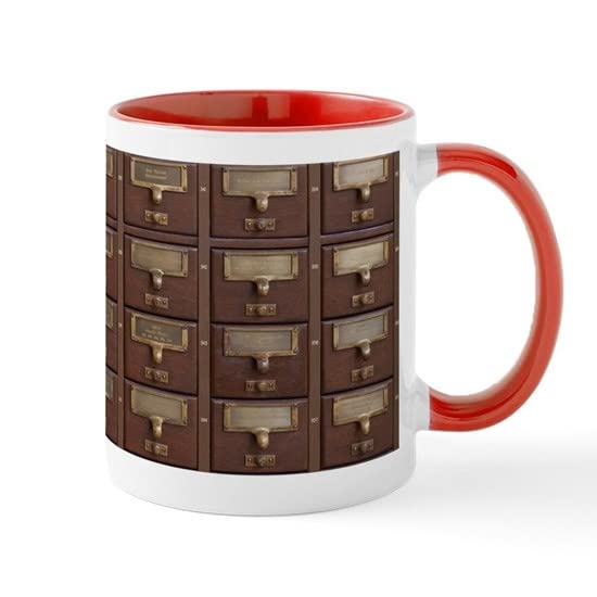 CafePress Vintage Library Card Catalog Drawers Mugs Ceramic Coffee Mug, Tea Cup 11 oz