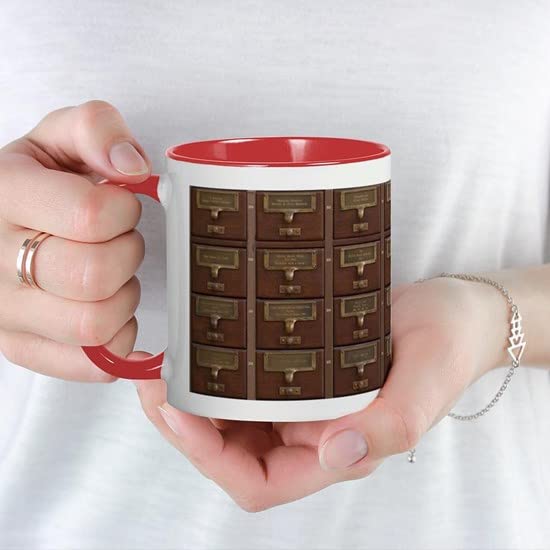 CafePress Vintage Library Card Catalog Drawers Mugs Ceramic Coffee Mug, Tea Cup 11 oz