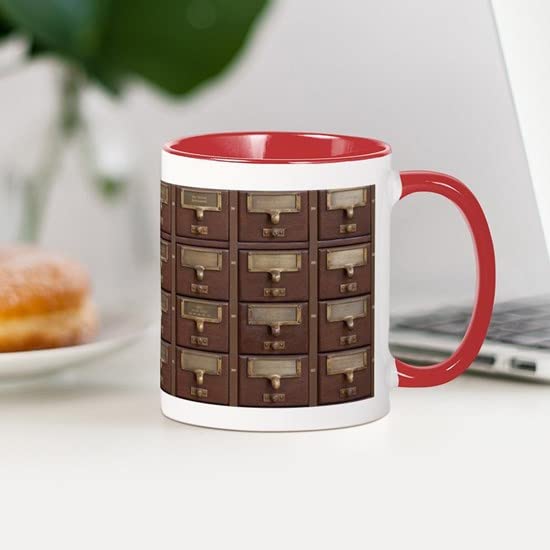 CafePress Vintage Library Card Catalog Drawers Mugs Ceramic Coffee Mug, Tea Cup 11 oz