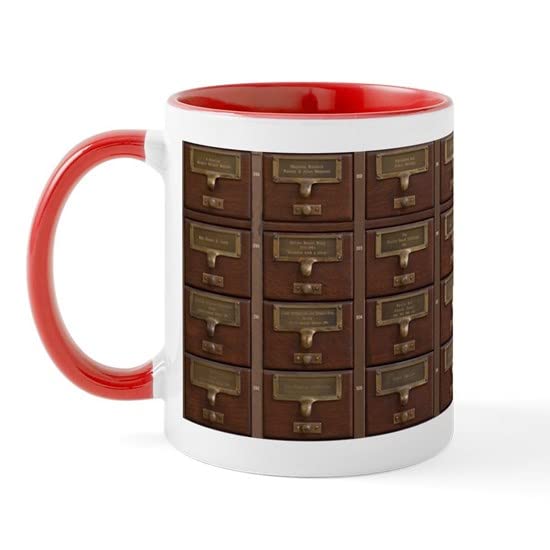 CafePress Vintage Library Card Catalog Drawers Mugs Ceramic Coffee Mug, Tea Cup 11 oz