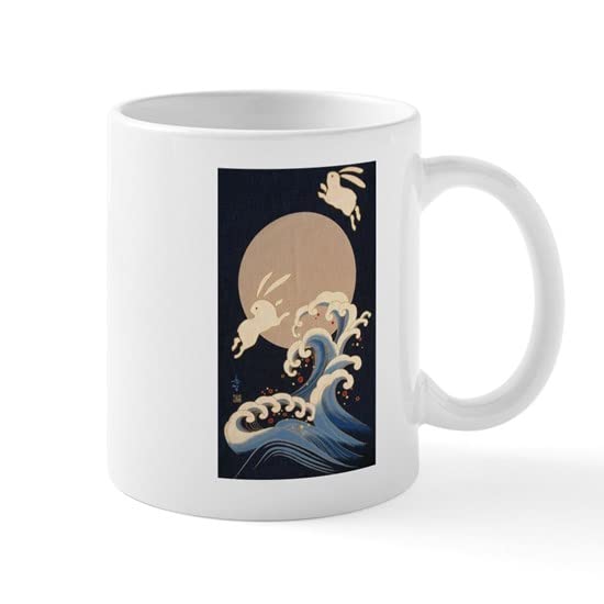 CafePress FULL MOON, WAVE, RABBITS Mugs Ceramic Coffee Mug, Tea Cup 11 oz