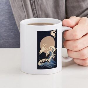 CafePress FULL MOON, WAVE, RABBITS Mugs Ceramic Coffee Mug, Tea Cup 11 oz