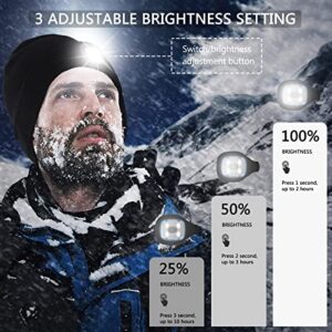 Lutoris 2 Pack Men Headlight Unisex Beanie,USB Rechargeable Adjustable Brightness Head LED Hat Light,for Camping,Fishing etc,Christmas Gifts for Men Him Father Husband Stocking Stuffers(Black & Gray)