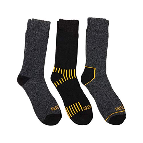 DEWALT 3 Pair Everyday Cotton Blend Work Crew Sock (Black),10-13