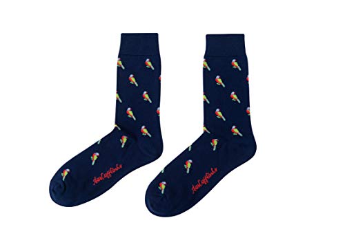 Parrot Bird Socks Mens Sock Animal | Parrot Socks for Him | Stocking Stuffer Birthday Gift for Guys (Red Parrot)