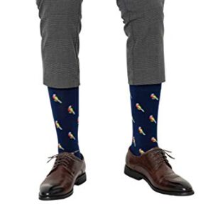 Parrot Bird Socks Mens Sock Animal | Parrot Socks for Him | Stocking Stuffer Birthday Gift for Guys (Red Parrot)