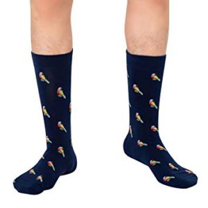 Parrot Bird Socks Mens Sock Animal | Parrot Socks for Him | Stocking Stuffer Birthday Gift for Guys (Red Parrot)