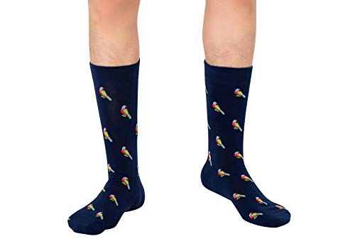 Parrot Bird Socks Mens Sock Animal | Parrot Socks for Him | Stocking Stuffer Birthday Gift for Guys (Red Parrot)