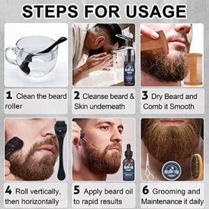 Beard Growth Kit,Beard Grooming Kit,Beard Kit W/Beard Roller,Beard Growth Oil,Beard Wash, Beard Balm,Comb,Brush,Shaving Scissors,Bag,E-book,Stocking Stuffers Birthday Gifts for Fathers Dad Men Him