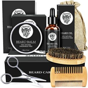 beard kit for men – beard grooming kit with beard oil, beard balm, beard brush, beard comb, mustache scissors, ebook – beard care kit – birthday gifts for men dad boyfriend husband brother fiance son