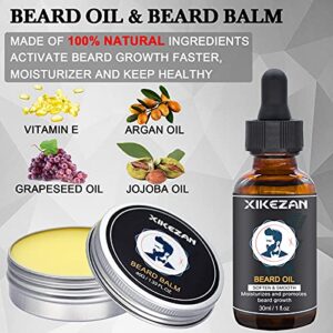 Beard Straightener Kit,Beard Growth Grooming Kit w/Beard Straightener,Heat Protectant Spray,Beard Wash Shampoo,Conditioner,Oil,Balm,Wax,Comb,Brush,Scissor,Bag,E-Book,Gifts for Men Him Dad