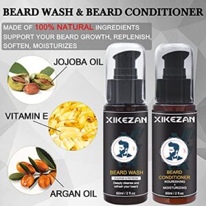 Beard Straightener Kit,Beard Growth Grooming Kit w/Beard Straightener,Heat Protectant Spray,Beard Wash Shampoo,Conditioner,Oil,Balm,Wax,Comb,Brush,Scissor,Bag,E-Book,Gifts for Men Him Dad