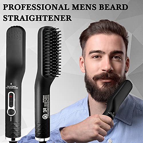 Beard Straightener Kit,Beard Growth Grooming Kit w/Beard Straightener,Heat Protectant Spray,Beard Wash Shampoo,Conditioner,Oil,Balm,Wax,Comb,Brush,Scissor,Bag,E-Book,Gifts for Men Him Dad