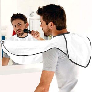 beard apron, beard bib beard trimming catcher bib beard hair catcher for men shaving beard bib hair catcher beard hair catcher for sink non-stick beard cape,grooming gifts for men-white