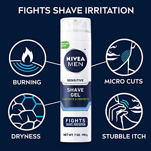 NIVEA MEN Sensitive Shave Gel with Vitamin E, Soothing Chamomile and Witch Hazel Extracts, 3 Pack of 7 Oz Cans