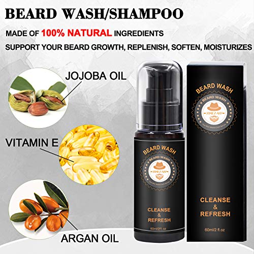 Upgraded Beard Grooming Kit w/Beard Conditioner,Beard Oil,Beard Balm,Beard Brush,Beard Shampoo/Wash,Beard Comb,Beard Scissors,Storage Bag,Beard E-Book,Beard Growth Care Gifts for Men