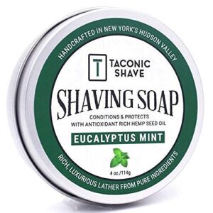 taconic shave barbershop quality shaving soap for men & women with anti-oxidant rich oils – moisturizing shaving soap for all skin types (eucalyptus)