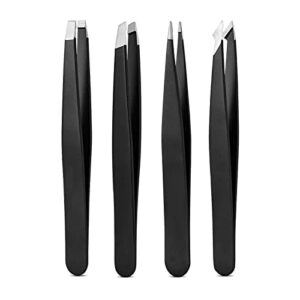 derlaier tweezers set, high precision stainless steel eyebrow tweezers for facial hair, inward growing hair and splinter remover derlaier-111 tweezers-1