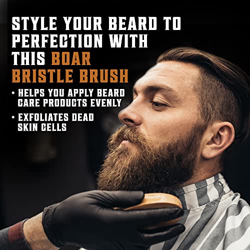 Viking Revolution Beard Comb & Beard Brush Set for Men - Natural Boar Bristle Brush and Dual Action Pear Wood Comb w/Velvet Travel Pouch - Great for Grooming Beards and Mustaches