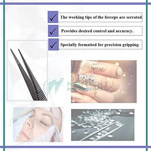 Professional Stainless Steel Set of 3 Tweezers 4.5" with Fine Serrated Precision Straight Tips for Facial Hair, Splinter and Ingrown Hair Removal Used by Women & Men