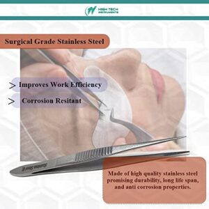 Professional Stainless Steel Set of 3 Tweezers 4.5" with Fine Serrated Precision Straight Tips for Facial Hair, Splinter and Ingrown Hair Removal Used by Women & Men